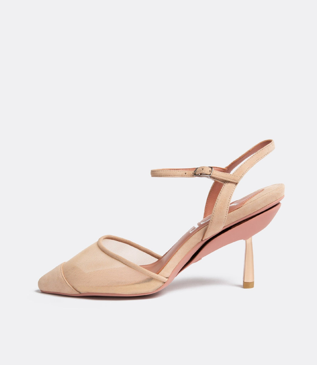 Beige Mesh Convertible Heels That Fold to Flats – VICE VERSA